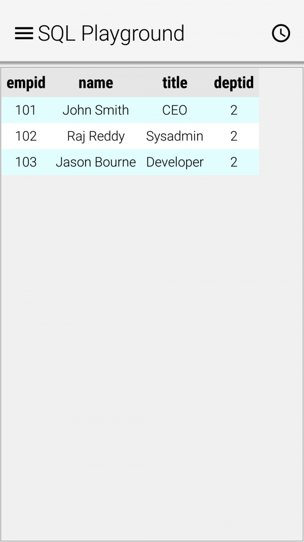 SQL PLAYGROUND - SQL TUTORIAL IN THE BROWSER, IPHONE (IOS), ANDROID, WINDOWS... - Codename One