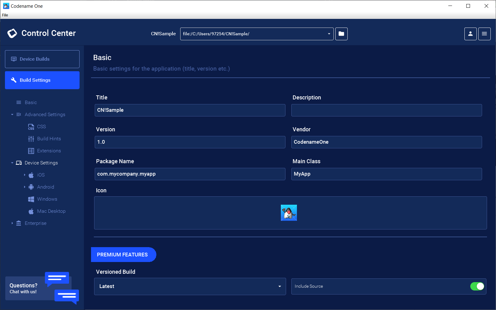 Codename One Control Center Desktop App